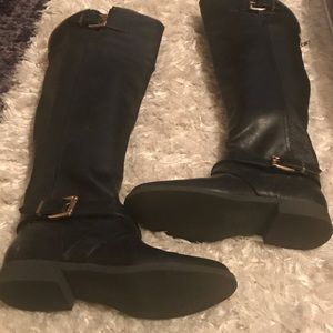 Shoes | Nwot 22 Tall Black Erin Boot Gold Hardware | Poshmark